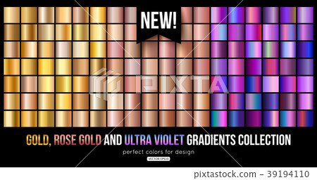 Trend ultra violet, gold, bronze metal gradients - Stock Illustration ...