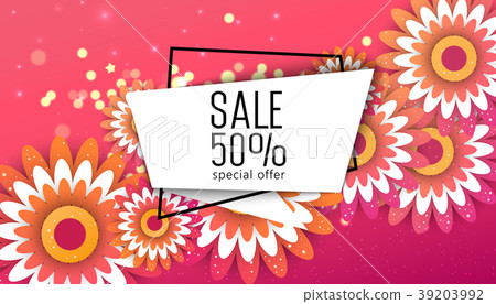 Spring sale paper cut flowers for your design - Stock Illustration ...