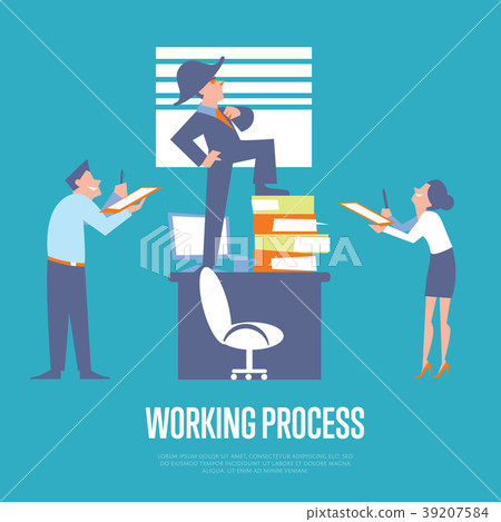 Working process banner with businessman - Stock Illustration [39207584 ...