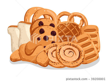 Bakery pastry isolated cartoon illustration set - Stock Illustration ...