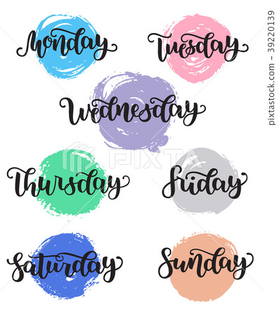 Lettering Days of Week Sunday, Monday, Tuesday - Stock Illustration ...