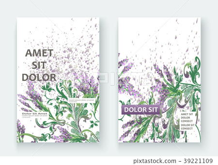 Lavender floral pattern cover design. Hand drawn - Stock Illustration ...