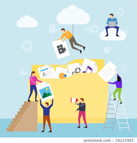 People are downloading content to a folder-插圖素材 [39225985] - PIXTA圖庫