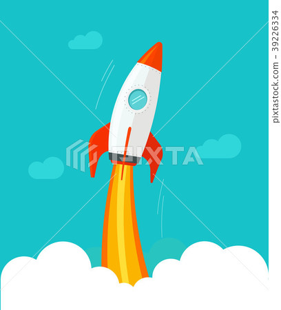 Rocket ship flying vector illustration, flat - Stock Illustration ...