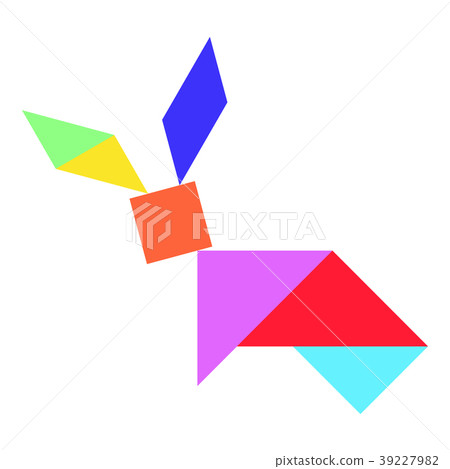 Color tangram puzzle in rabbit shape - Stock Illustration [39227982 ...