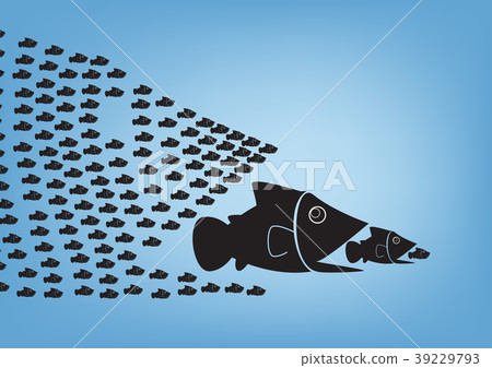 Many fish together as big fish. - Stock Illustration [39229793] - PIXTA