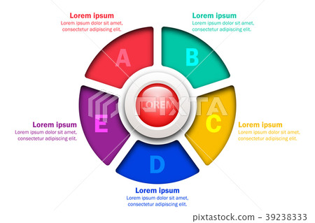 Five topics colorful chart in paper cut style -插圖素材 [39238333] - PIXTA圖庫