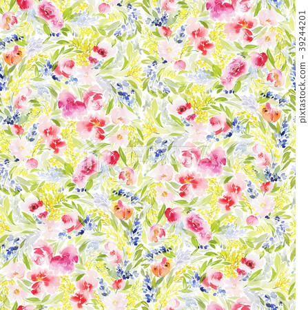 Seamless summer pattern with watercolor flowers - Stock Illustration ...