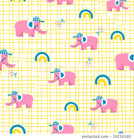 Seamless vector pattern with pink elephants. - Stock Illustration ...