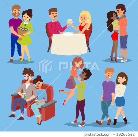 Young smiling dating couple vector young people - Stock Illustration ...
