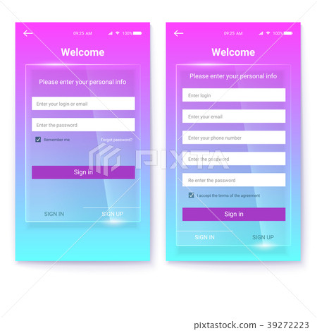 UI design, account register or authorization - Stock Illustration ...