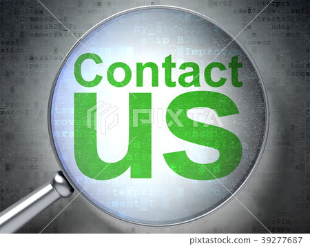 Advertising concept: Contact Us with optical glass - Stock Illustration ...