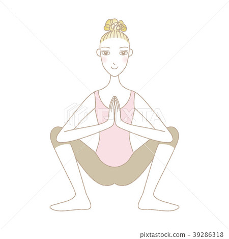 Young woman doing yoga pose crouching pose - Stock Illustration ...