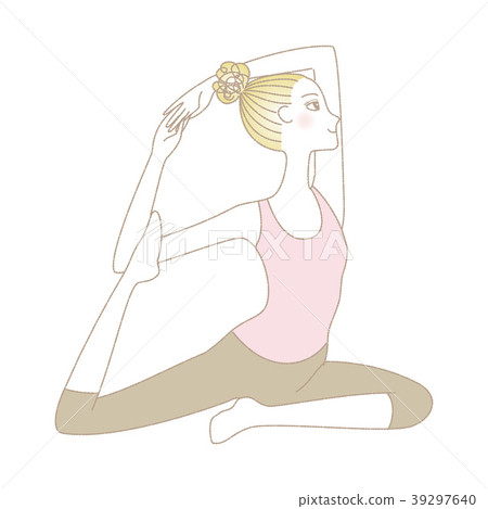 Young woman doing yoga dove pose - Stock Illustration [39297640] - PIXTA