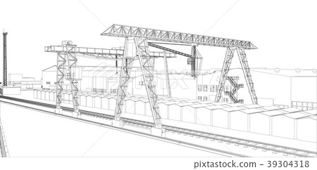 Industrial buildings outline - Stock Illustration [39304318] - PIXTA