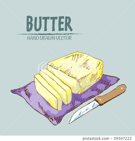 Digital vector detailed line art butter slices-插圖素材 [39307222] - PIXTA圖庫