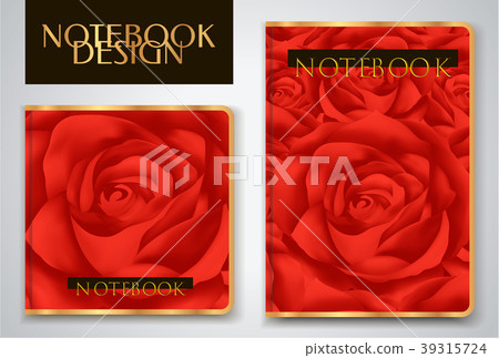 Cover designI of Notebook/ Planner with red roses - Stock Illustration ...