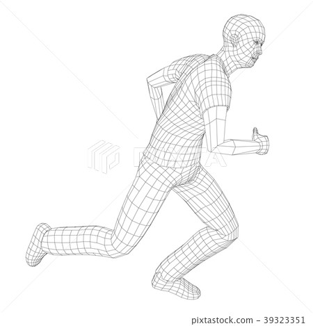 Wire frame running man - Stock Illustration [39323351] - PIXTA