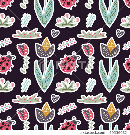Seamless spring vector pattern. - Stock Illustration [39336082] - PIXTA