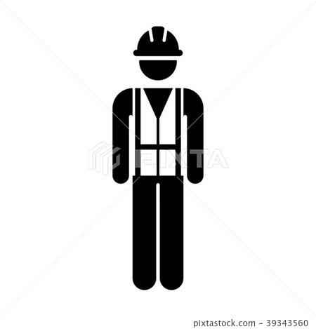 Worker Icon Vector Male Service Person of Building - Stock Illustration ...