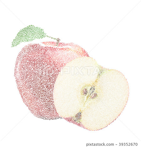 Tropical nature fresh colorful stippling apple - Stock Illustration ...