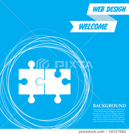 puzzle icon on a blue background with abstract cir - Stock Illustration ...