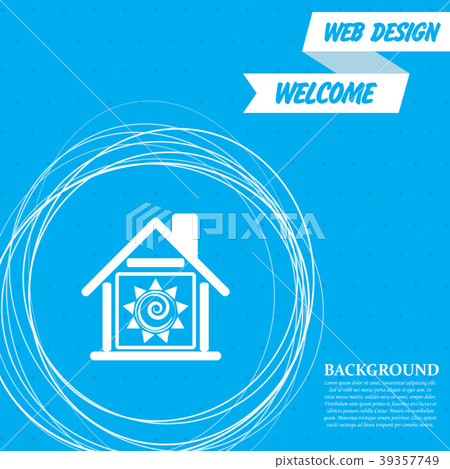 warm Home icon on a blue background with abstract - Stock Illustration ...