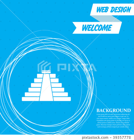 pyramid icon on a blue background with abstract ci-插圖素材 [39357778 ...