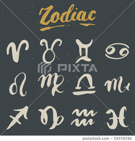 Zodiac signs set and lettering. astrology vector - Stock Illustration ...