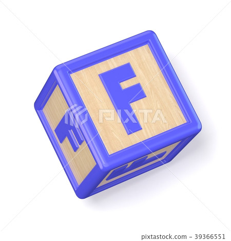 Letter F wooden alphabet blocks font rotated. 3D - Stock Illustration ...