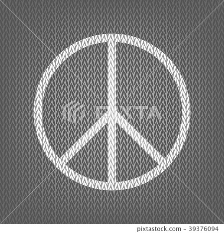 Peace sign illustration. Vector. White knitted - Stock Illustration ...