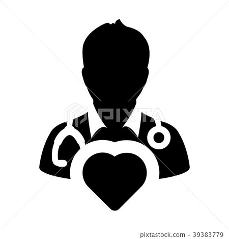 Doctor Icon Vector Male Physician with Heart Sign - Stock Illustration ...