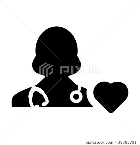Doctor Icon Vector Female Physician Heart Symbol - Stock Illustration ...