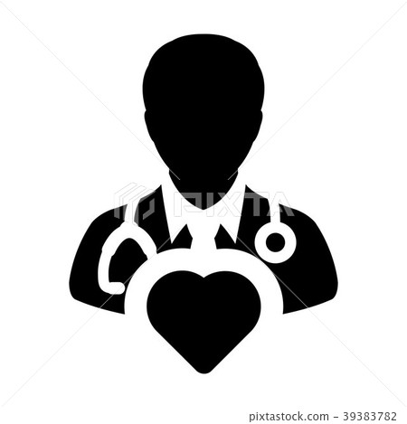 Doctor Icon Vector Male Physician with Heart Sign - Stock Illustration ...