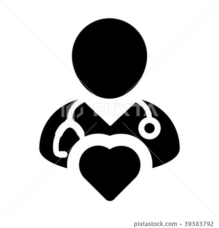 Doctor Icon Vector Male Physician with Heart Sign - Stock Illustration ...
