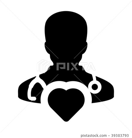 Doctor Icon Vector Male Physician with Heart Sign - Stock Illustration ...