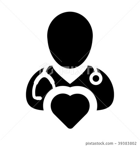 Doctor Icon Vector Male Physician with Heart Sign - Stock Illustration ...