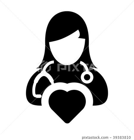 Doctor Icon Vector Female Physician Heart Symbol - Stock Illustration ...