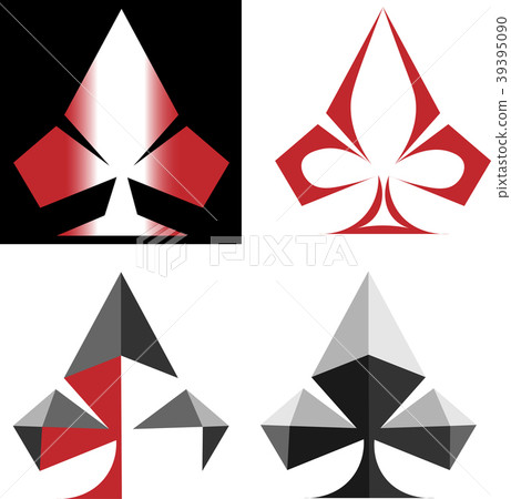 various variants of card suits clubs minimalist - Stock Illustration ...