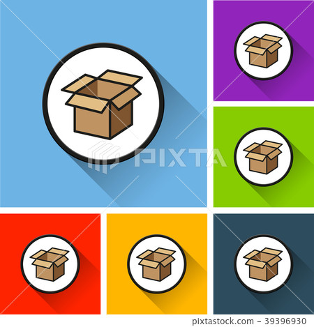 box icons with long shadow - Stock Illustration [39396930] - PIXTA