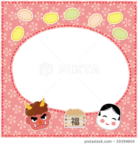 February Japanese Pattern Frame Photo Frame... - Stock Illustration ...