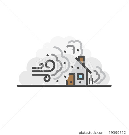 Storm, Wind destroy house - Stock Illustration [39399832] - PIXTA