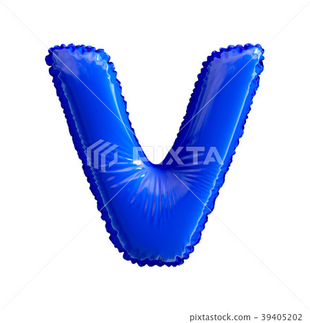 Blue letter V made of inflatable balloon isolated - Stock Illustration ...
