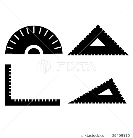 Ruler protractor triangle ruler L shaped ruler... - Stock Illustration ...