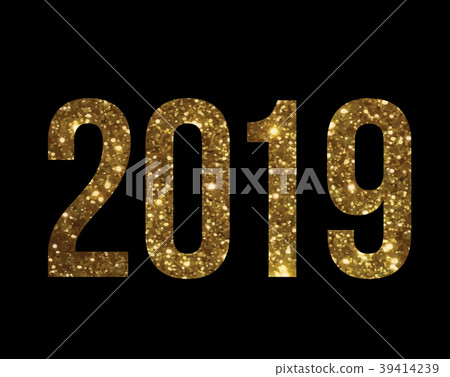 Vector golden glitter standard font word year 2019 - Stock Illustration ...