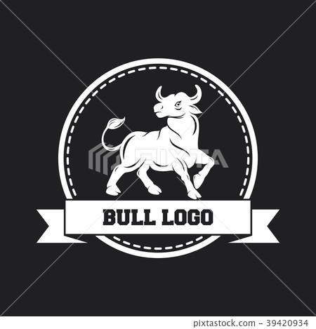 White bull icon design template on black backgroun - Stock Illustration ...