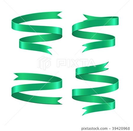 Set of light green ribbon on white background - Stock Illustration ...