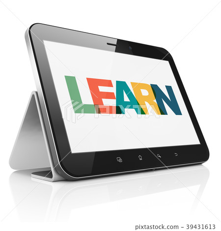 Education concept: Tablet Computer with Learn on - Stock Illustration ...