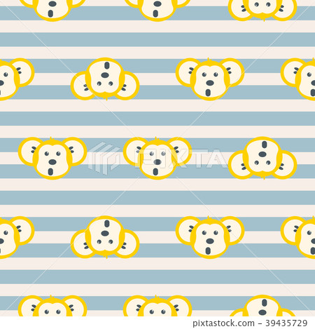 Cute monkey head seamless striped vector pattern. - Stock Illustration ...