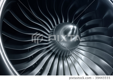 3D Rendering jet engine, close-up view jet engine - Stock Illustration ...